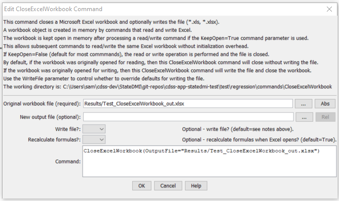 CloseExcelWorkbook - CDSS / StateDMI