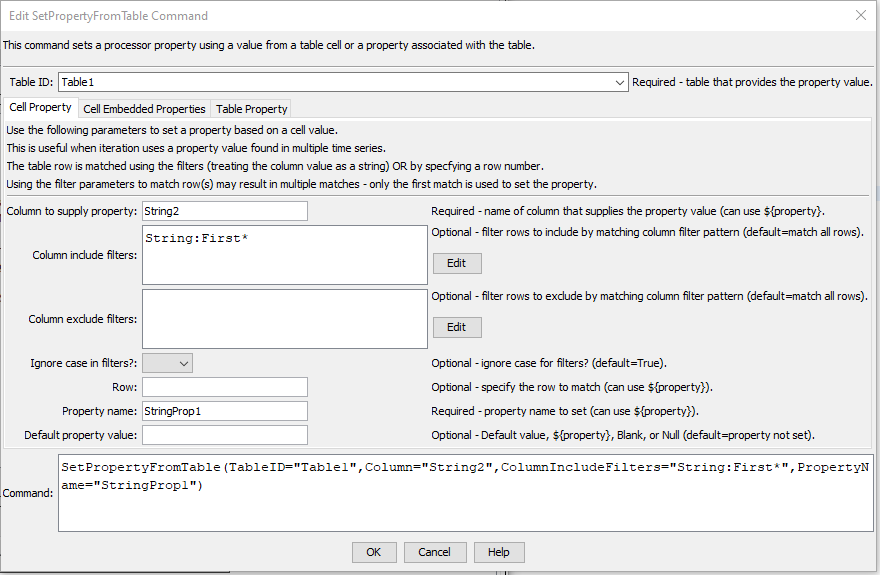 SetPropertyFromTable - CDSS / TSTool